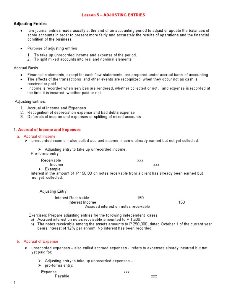 Unit II Lesson 5 and 6 ADJUSTING ENTRIES and FS | PDF | Balance Sheet ...