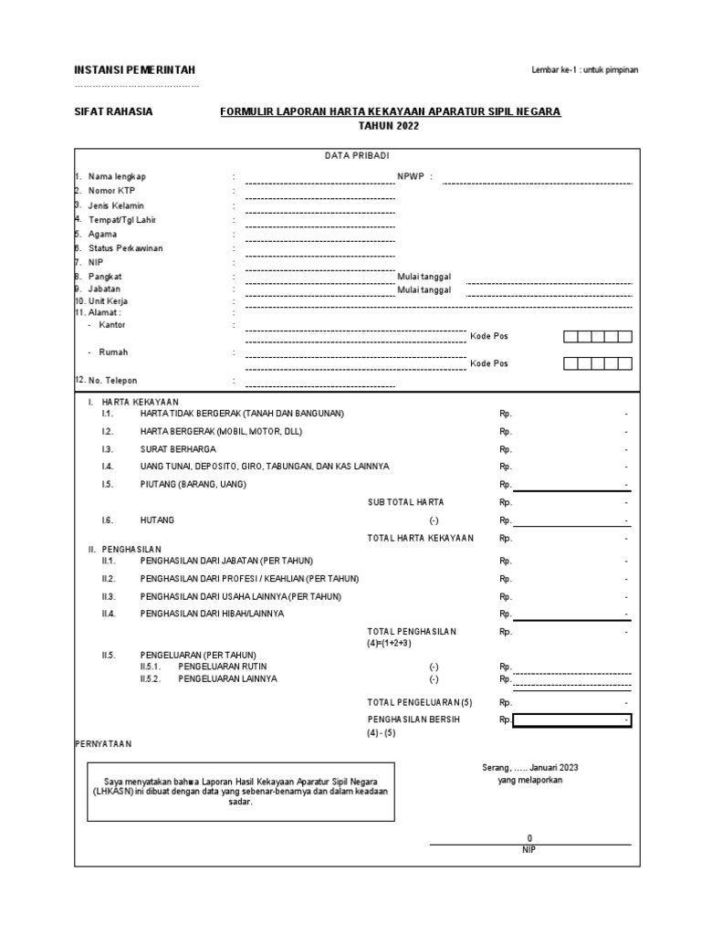 Form Lhkasn | PDF
