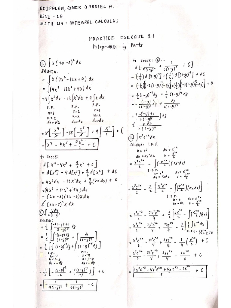 Deypalan Oga Math 214 Practice Exercise 2.1 | PDF