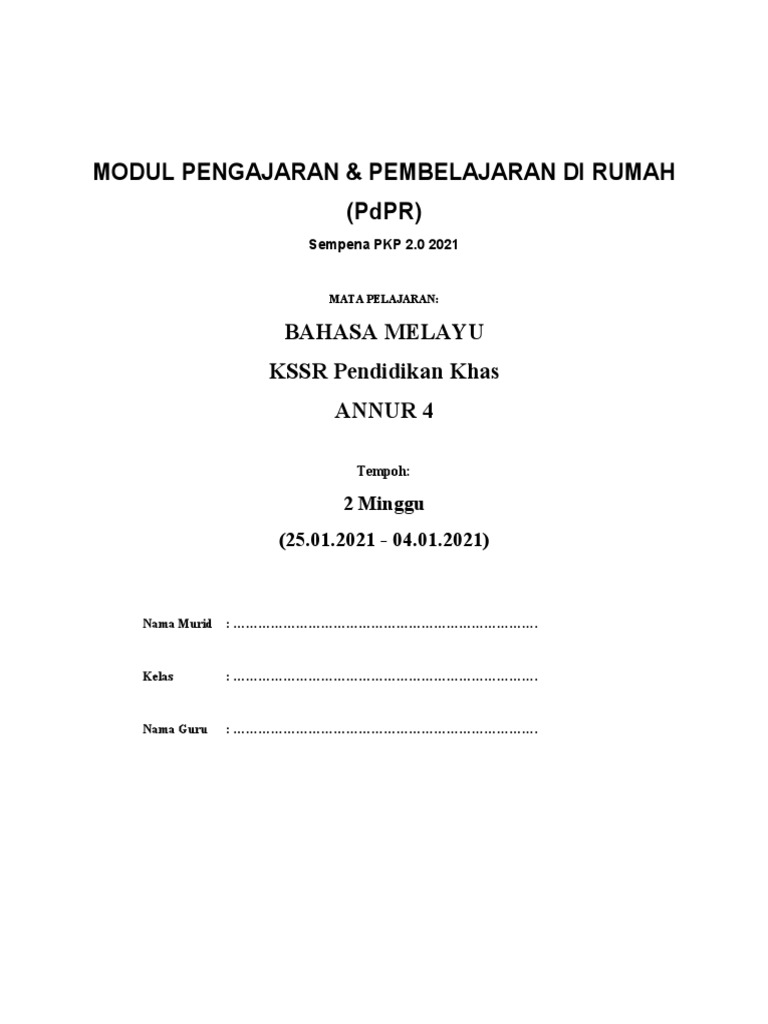 Modul Bahasa Melayu KSSRPK Tahun 4 | PDF