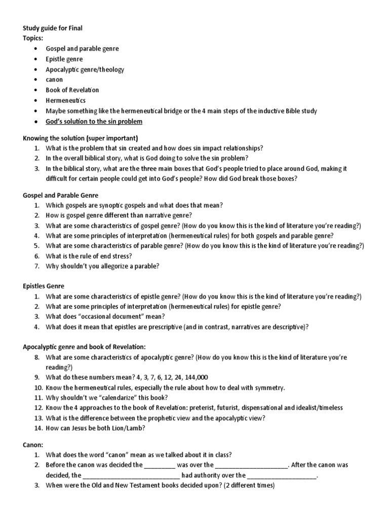 BL Final Study Guide | PDF | Bible | Gospels