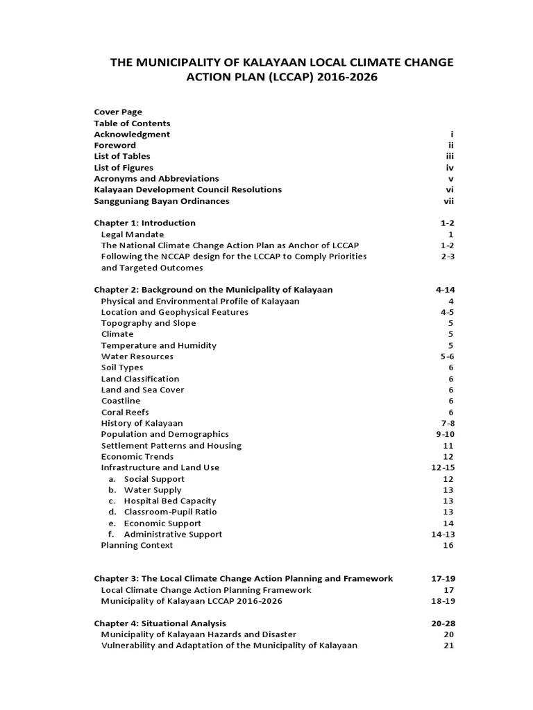 Kalayaan Palawan Climate Action Plan 2016-2026 | PDF | Sustainability ...