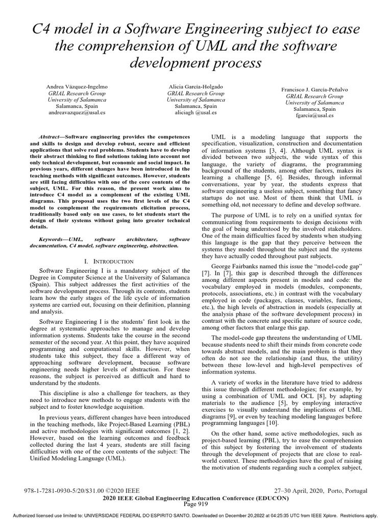 C4 Model in A Software Engineering Subject To Ease The Comprehension of ...