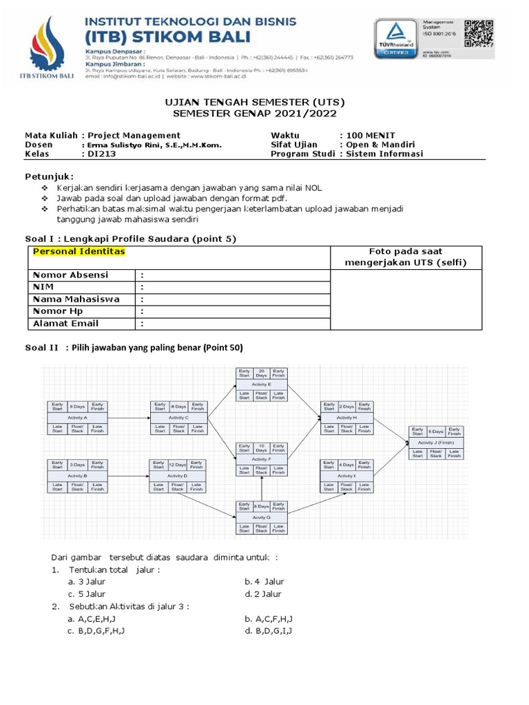 Soal UTS PMP DI213 | PDF