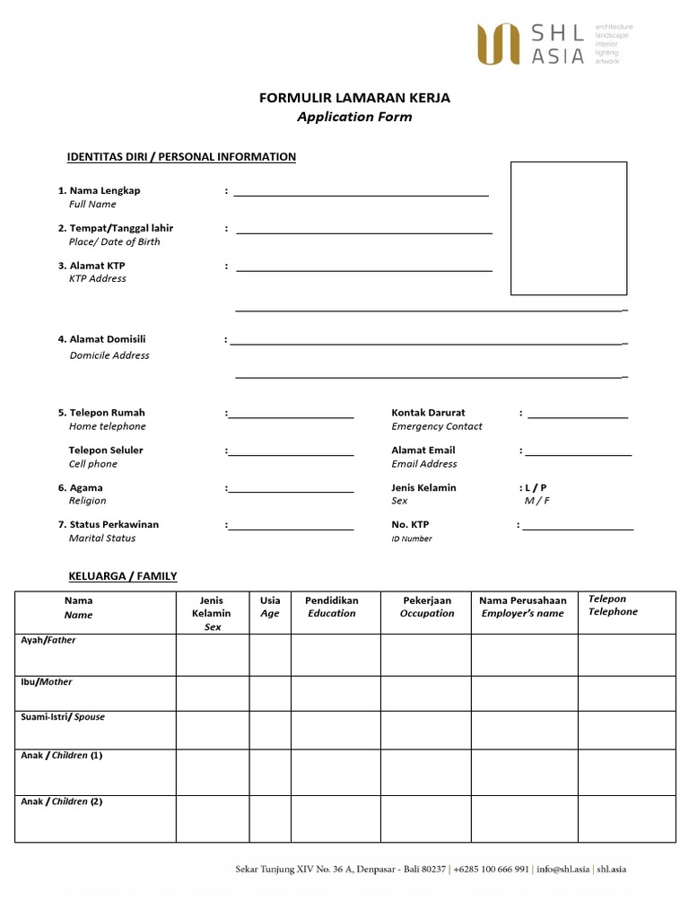 Application Form - Formulir Lamaran Kerja | PDF