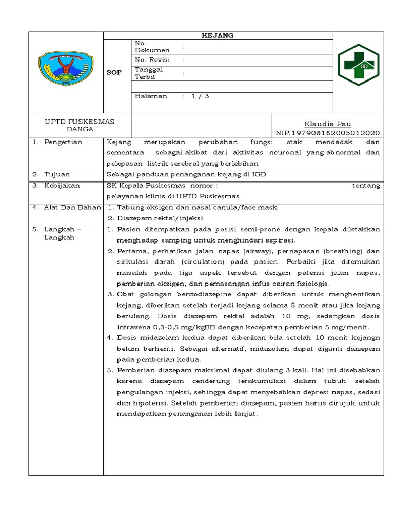 Protap Penanganan Kejang di IGD | PDF