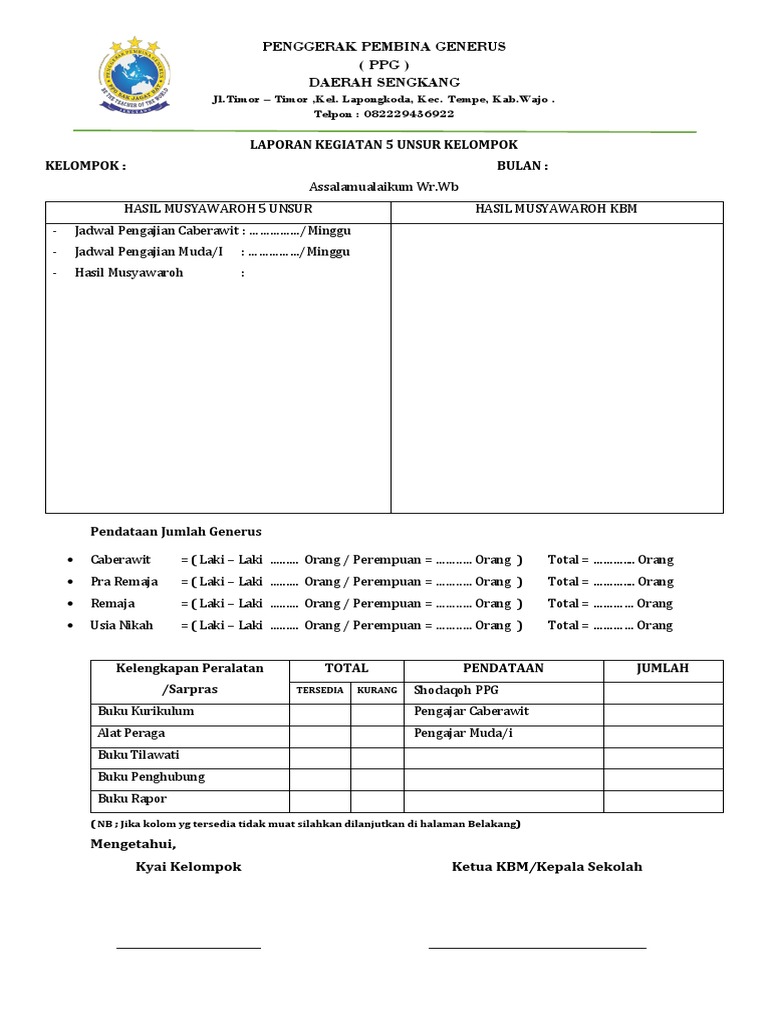 Laporan Kbm Klp Pdf