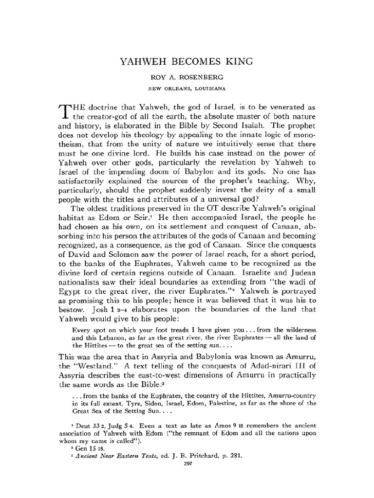 Roy A. Rosenberg - Yahweh Becomes King | PDF