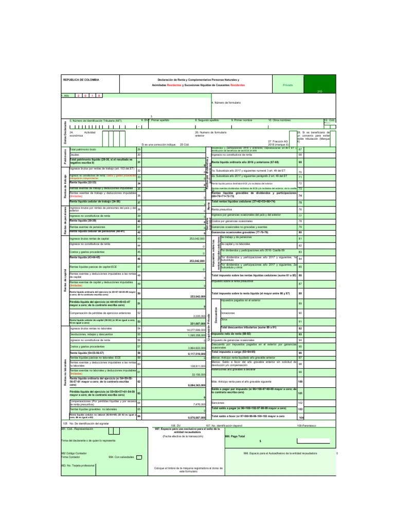 Formulario 210 Año 2018 para Actividad 1 Procedimiento Tributario | PDF ...