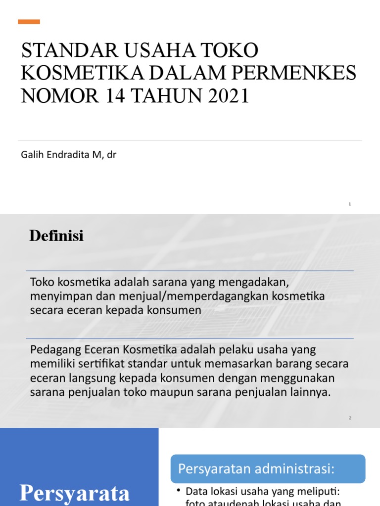Standar Usaha Toko Kosmetika 2021 | PDF