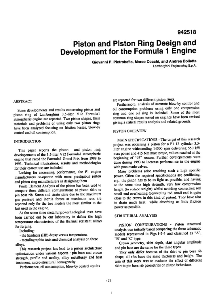 Engine F1 Piston Designlambo 942518 Pdf