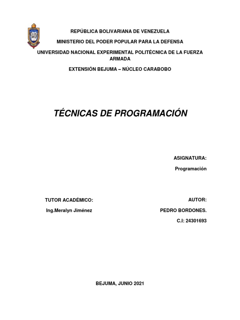 Técnicas de Programación | PDF | Cadena (informática) | Lenguaje de ...