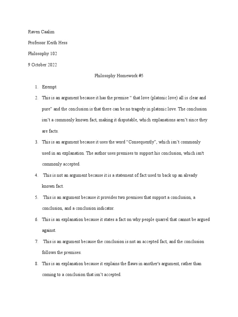 Philosophy Homework #5 | PDF | Argument | Deductive Reasoning