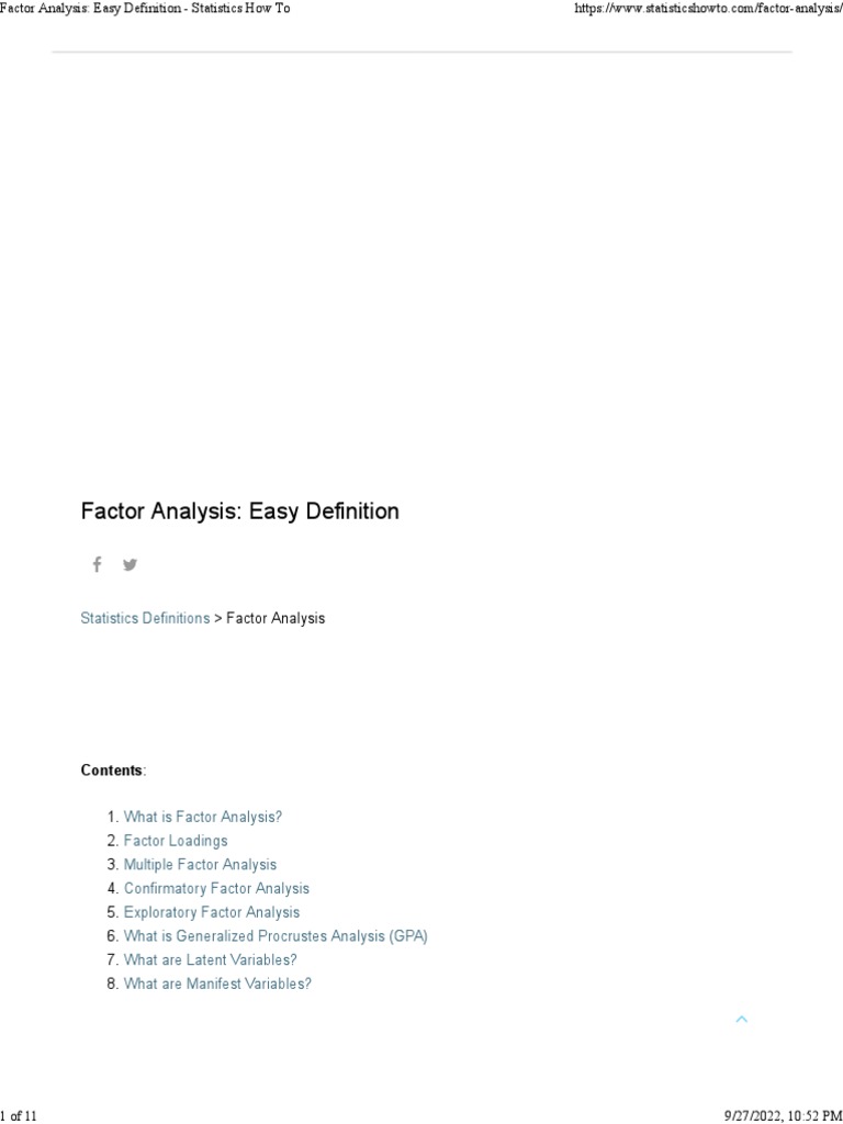 Factor Analysis Easy Definition - Statistics How To | PDF | Factor ...