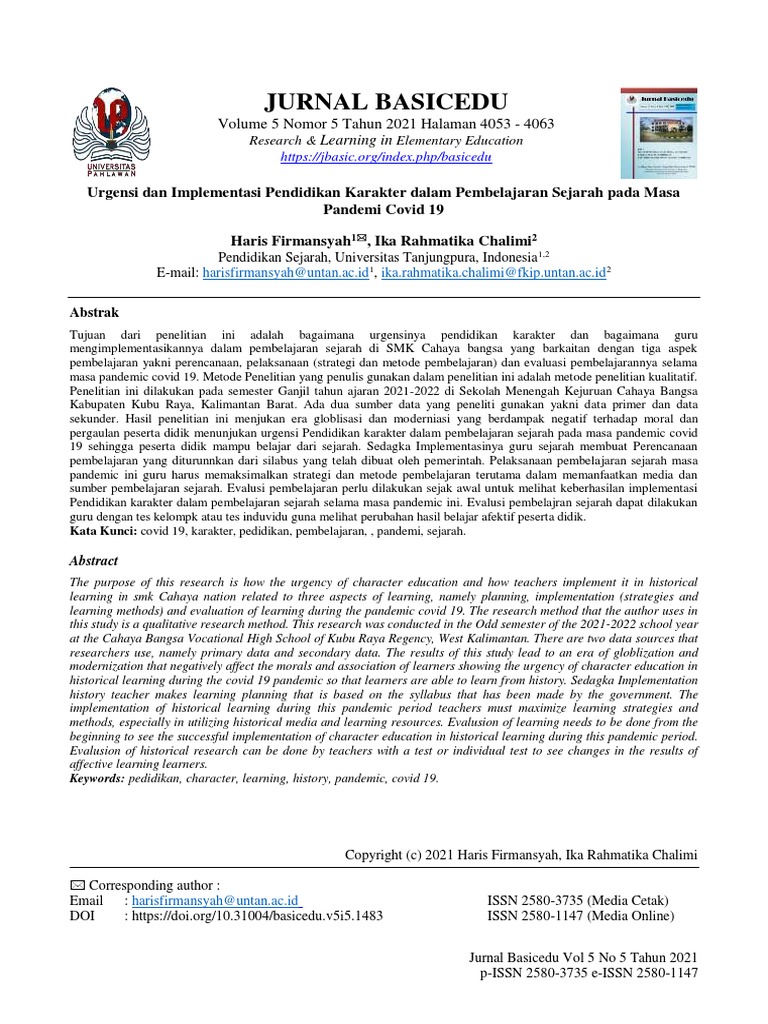 Urgensi Dan Implementasi Pendidikan Karakter Dalam | PDF