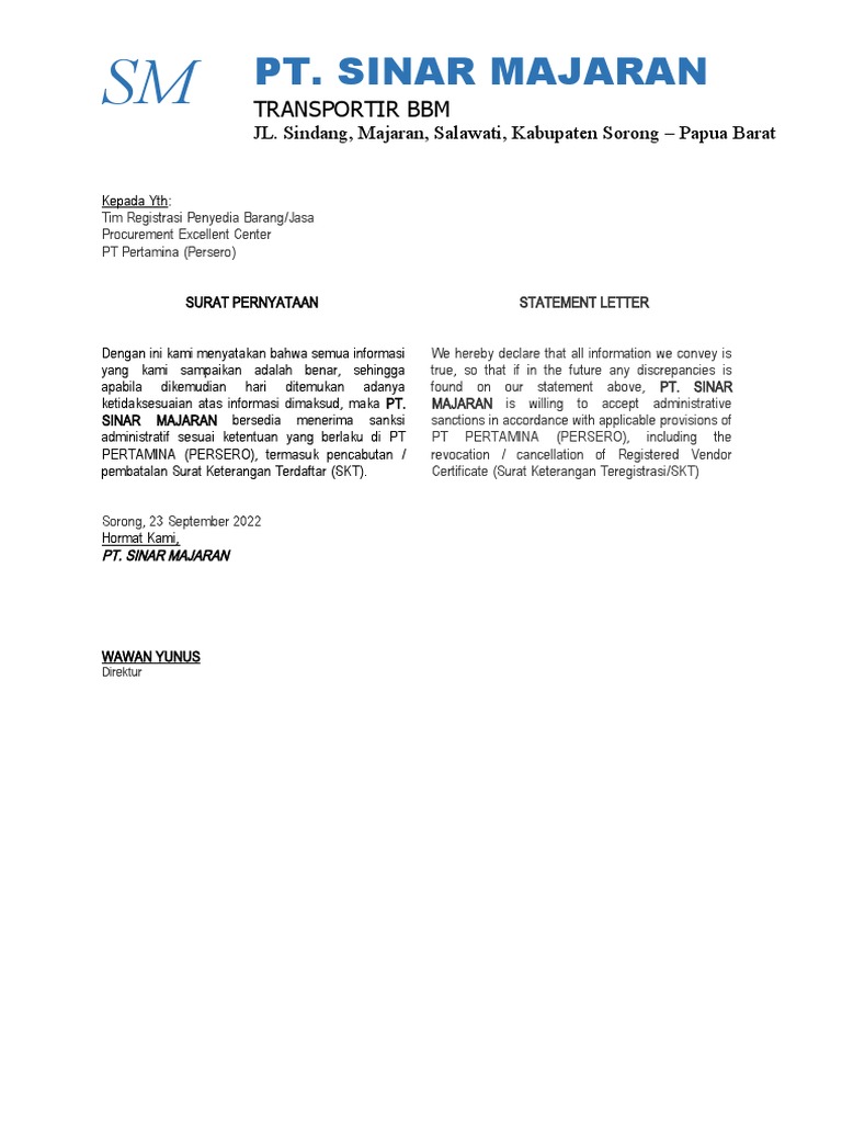 Statement Letter Pdf