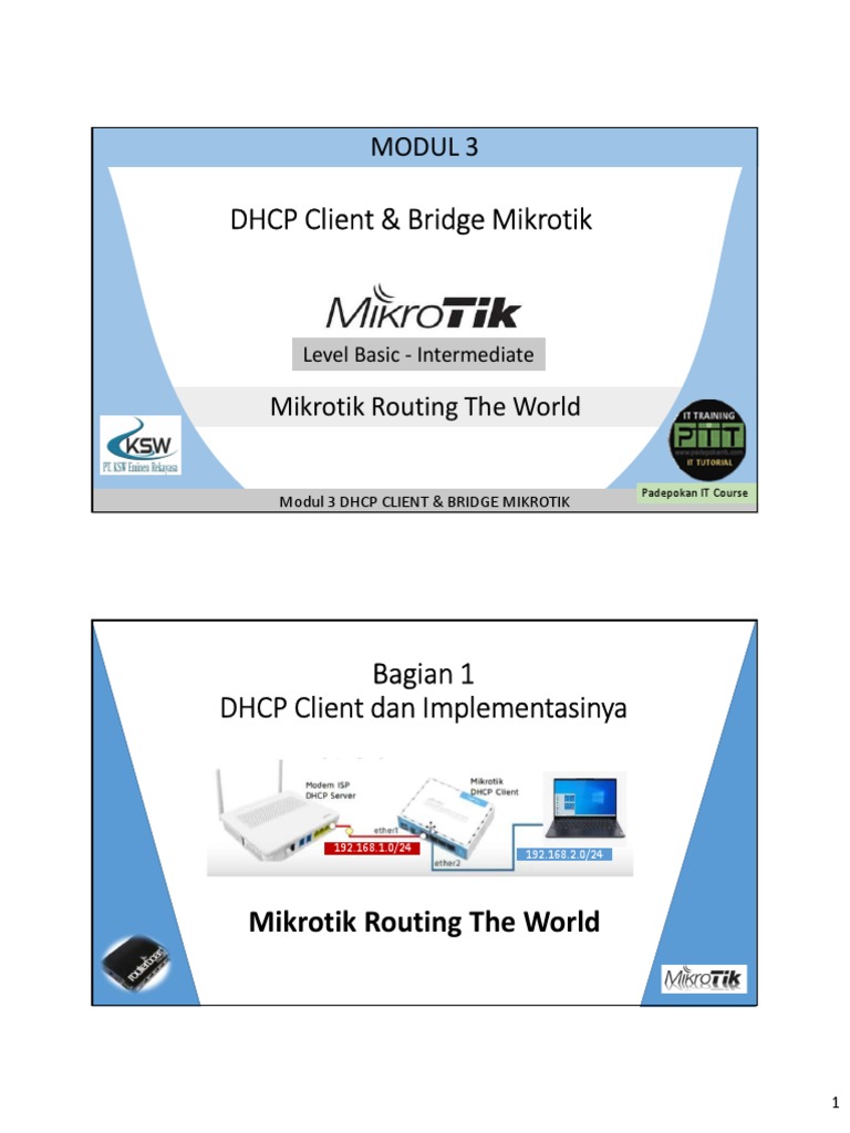 Modul 3 - DHCP Client Dan Bridge Mikrotik | PDF