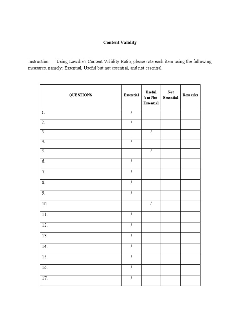 Content Validity Ratio Tool | PDF