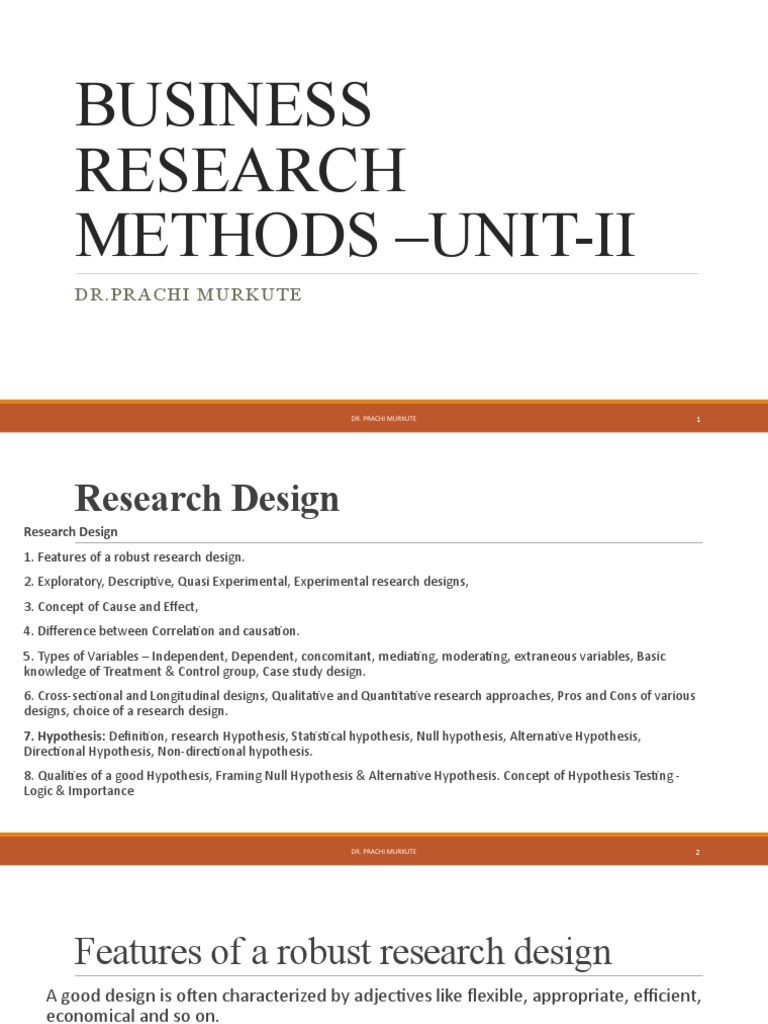 UNIT - LL - Research Design | PDF | Hypothesis | Statistics