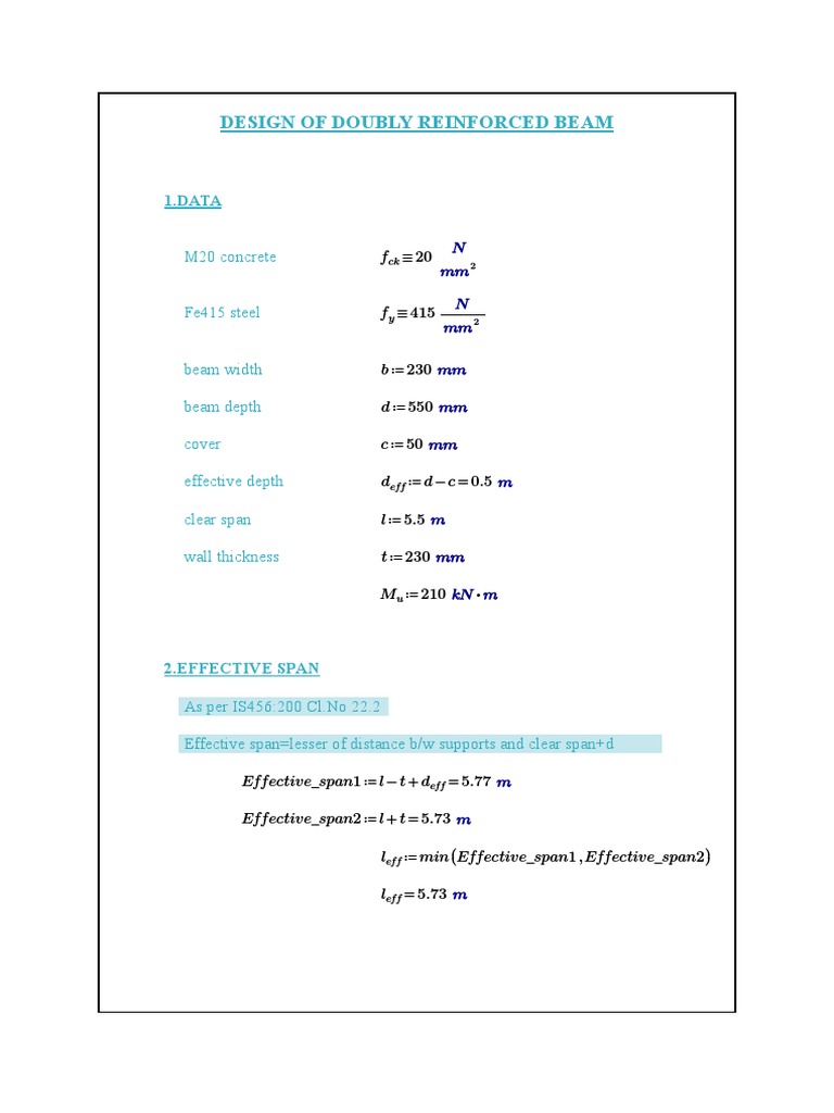 1 - RCC - D R Beam Rectangular | PDF | Beam (Structure) | Applied And Interdisciplinary Physics