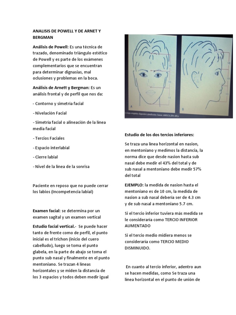 1 Analisis de Powell y de Arnet y Bergman | PDF | Cabeza y cuello humanos | Rasgos faciales