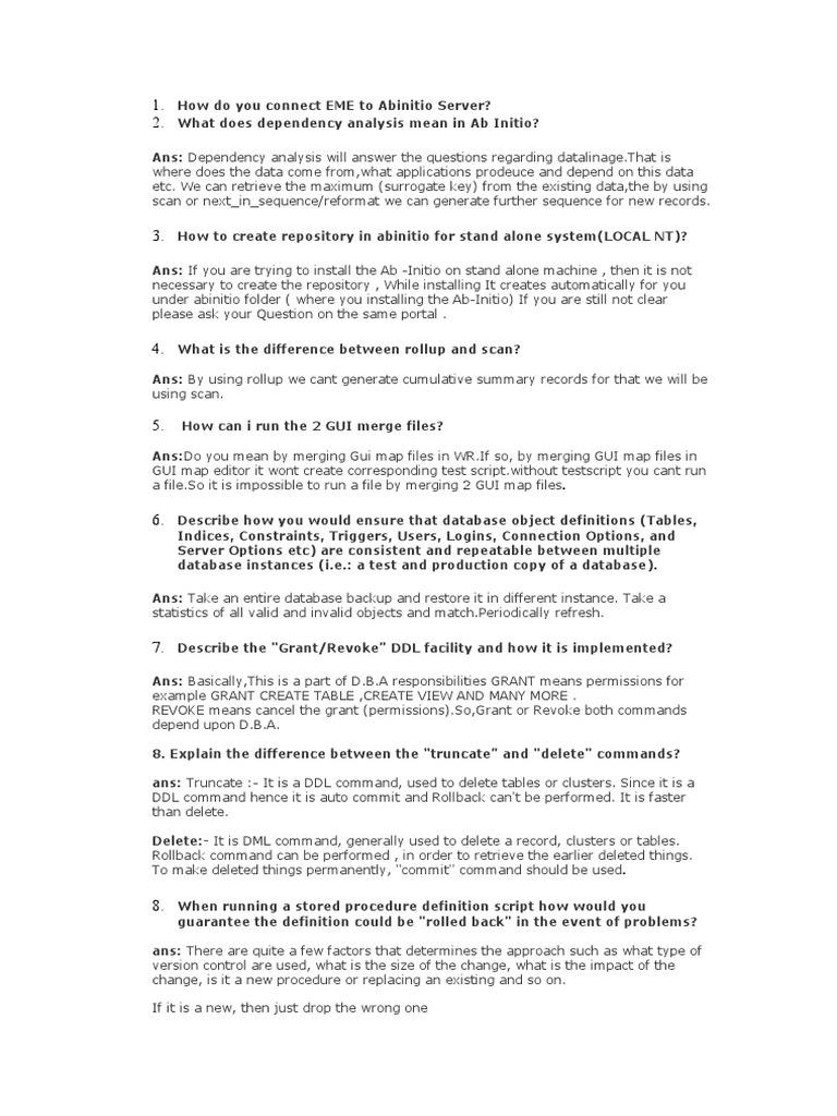 Abinitio Faqs Pdf Database Index Parameter Computer Programming 5919