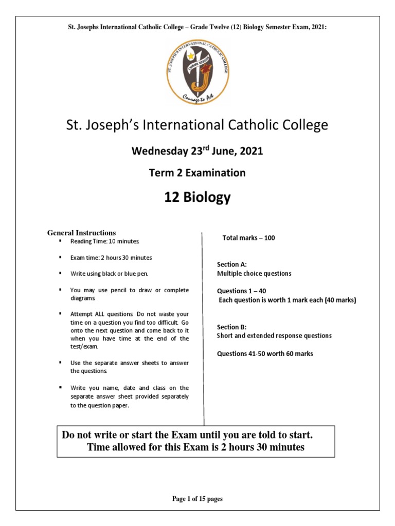 12 Biology Semester Exam | PDF | Dominance (Genetics) | Zygosity