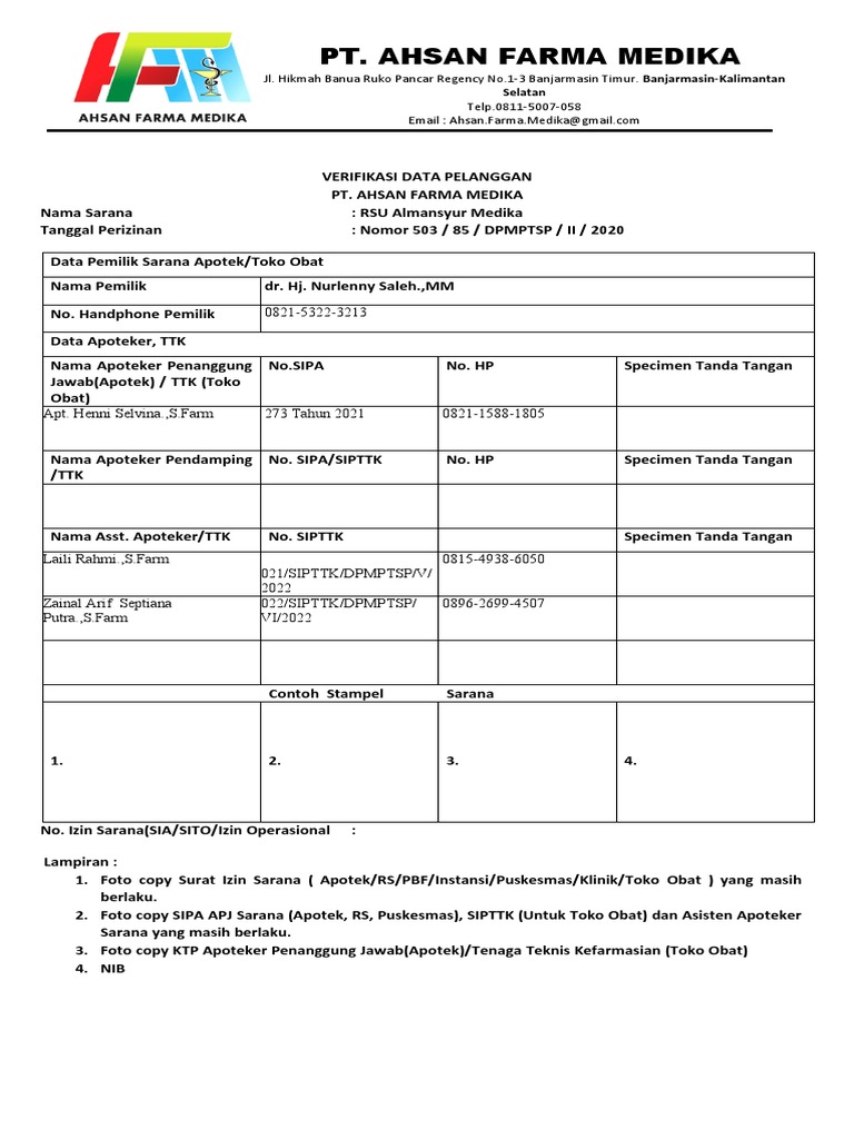 Verifikasi Data Pelanggan-Spesimen-Analisa Pelanggan | PDF