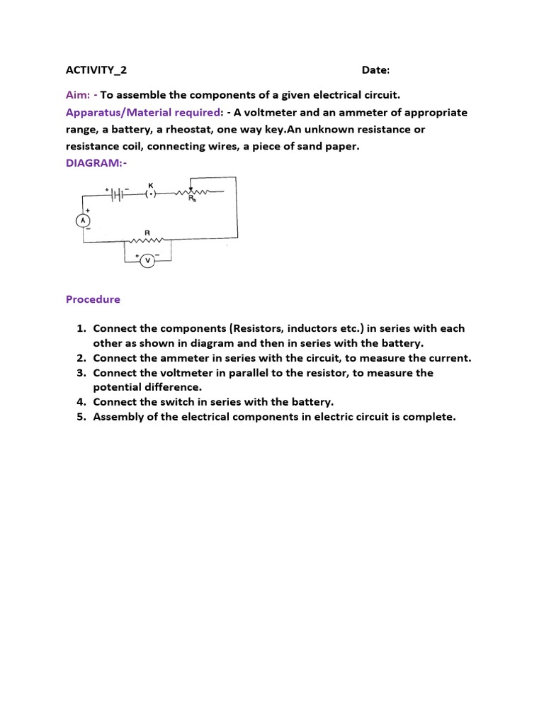 Activity - 2 - To Assemble The Component of An Electric Circuit | PDF