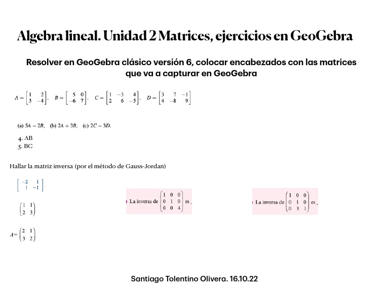 Matrices en GeoGebra | PDF