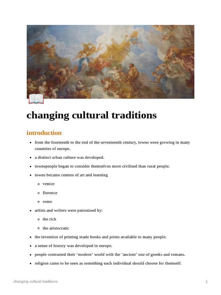 Changing Cultural Traditions | PDF | Renaissance | Humanism