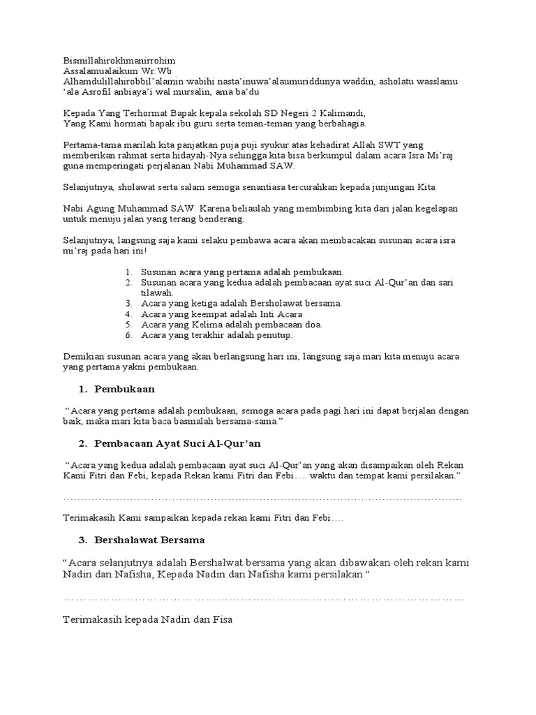 Susunan Acara Isra Mi'Raj | PDF