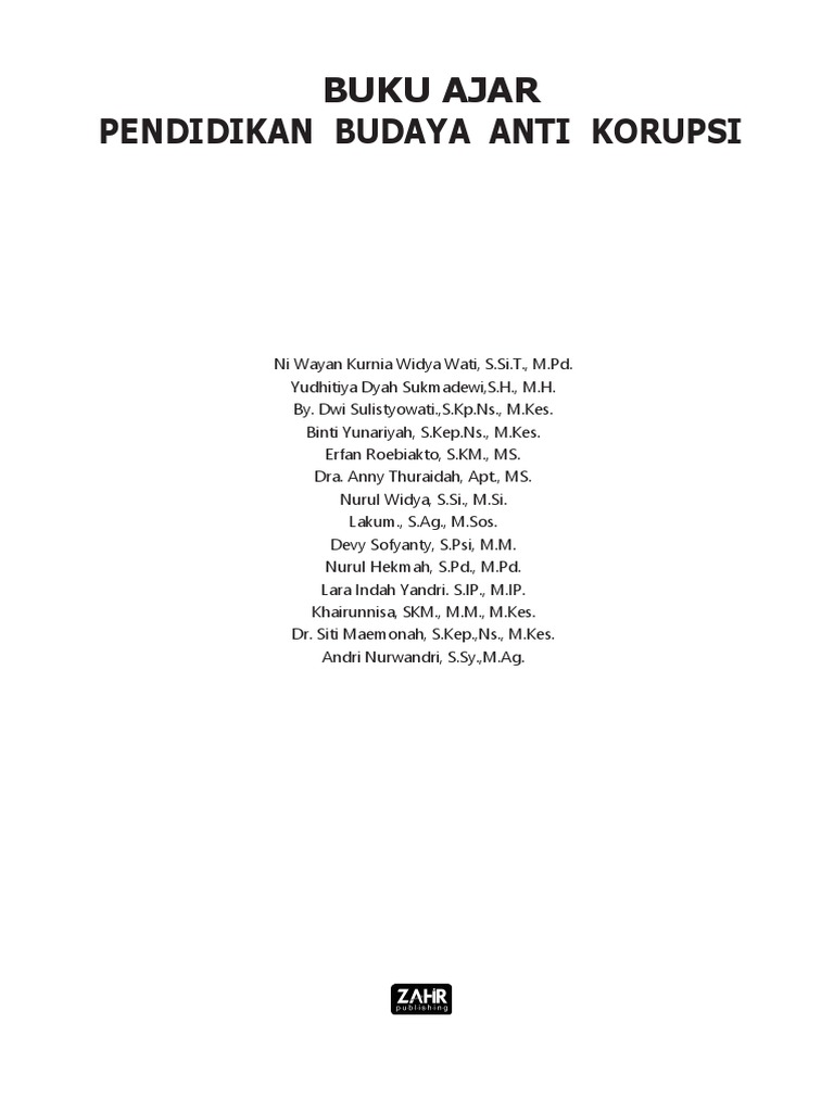 Buku Ajar Pendidikan Budaya Anti Korupsi Pdf