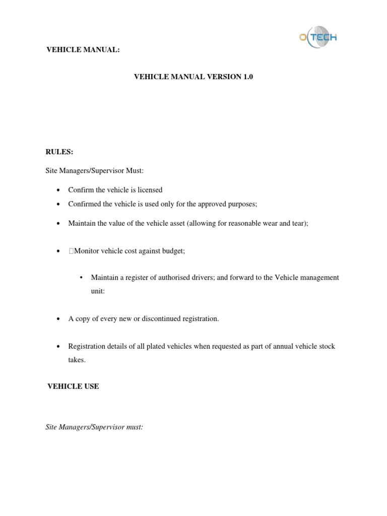 Vehicle Management Regulations | PDF | Vehicles | Risk