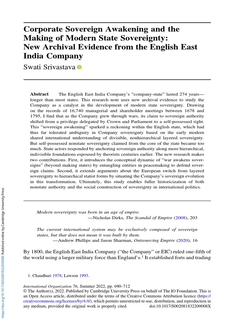 Corporate Sovereign Awakening and The Making of Modern State ...