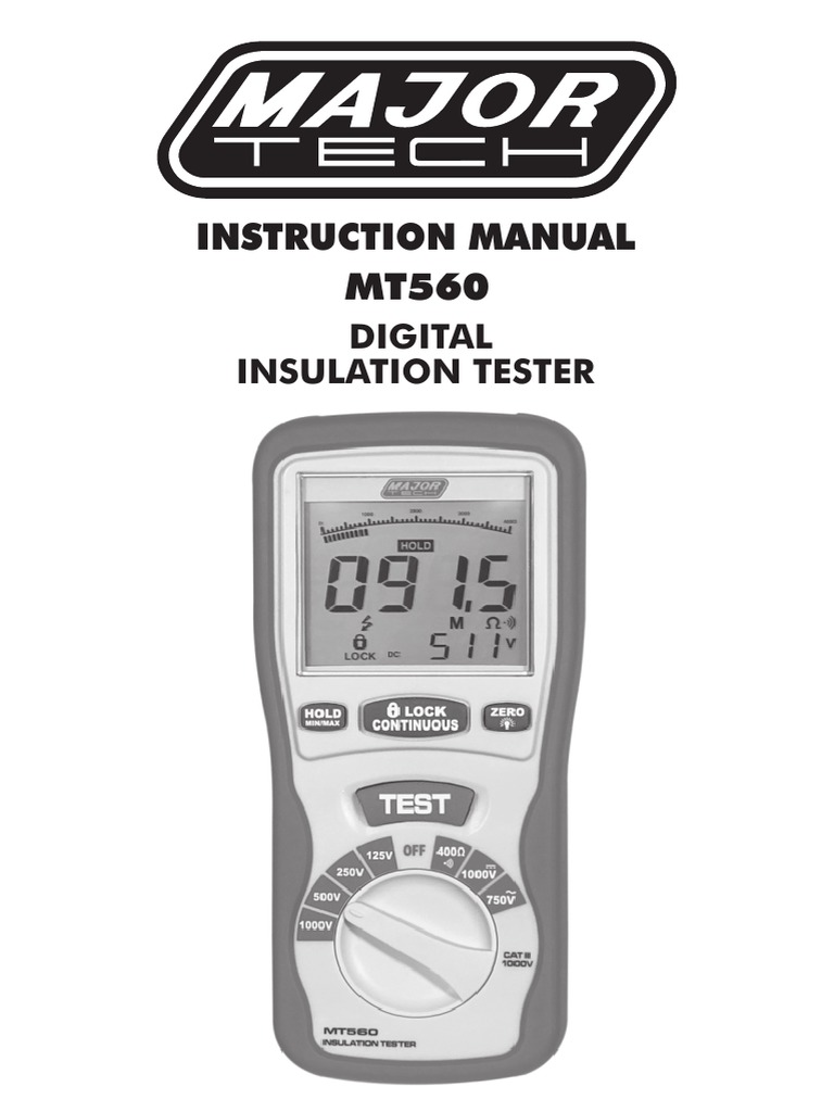 Digital Insulation Tester MT560 Manual | PDF | Electric Motor | Switch
