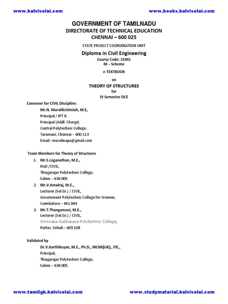 Civil Polytechnic Engineering-Theory of Structures Semester 4 Text ...