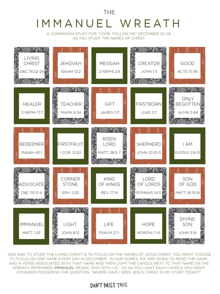 Immanuel Wreath: Names of Christ Study | PDF