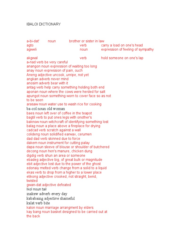 Ibaloi Dictionary | PDF | Language Arts & Discipline | Foreign Language ...