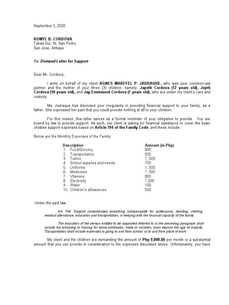 Demand Letter For VAWC Case | PDF | Psychological Abuse | Applied Ethics