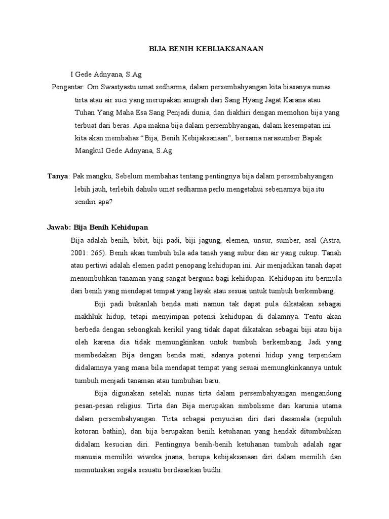 Bija Benih Kebijaksanaan | PDF