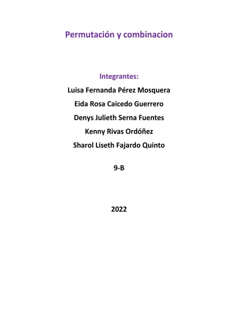 Permutación y Combinacion | PDF | Combinatoria | Probabilidad