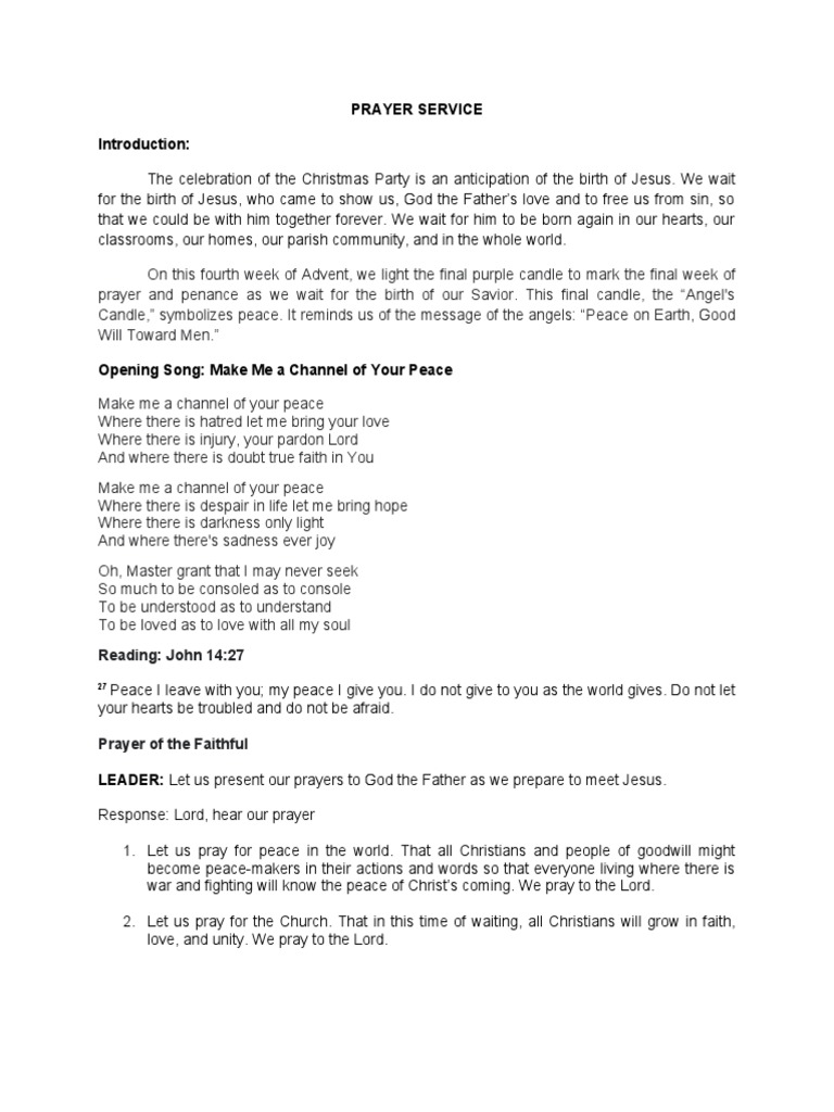PRAYER SERVICE For Christmas Party | PDF | Jesus | Prayer