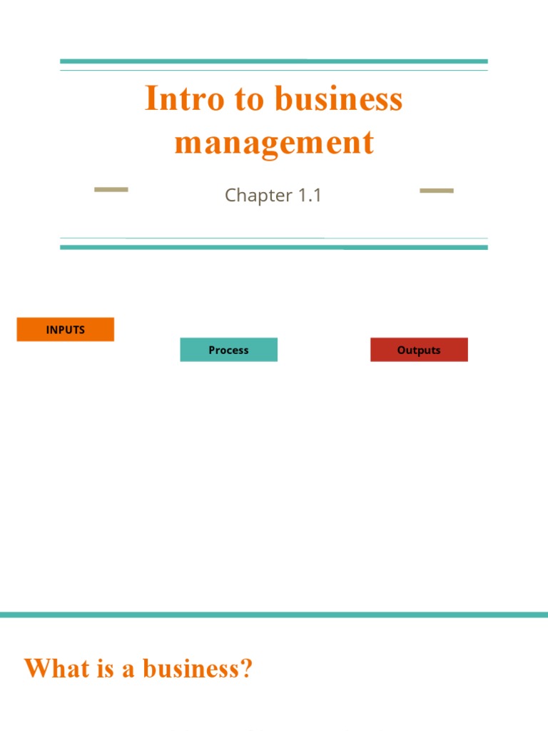 1.1 Intro To Business Management | PDF | Entrepreneurship | Business