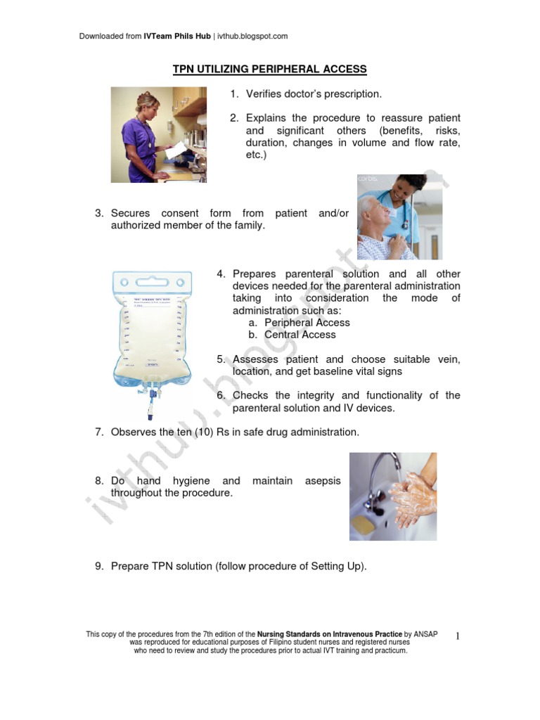TPN Utilizing Peripheral and Central Vascular Access | PDF ...