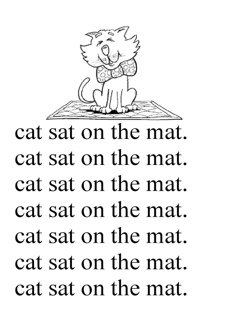 Cat Sat On The Mat Worksheet | PDF