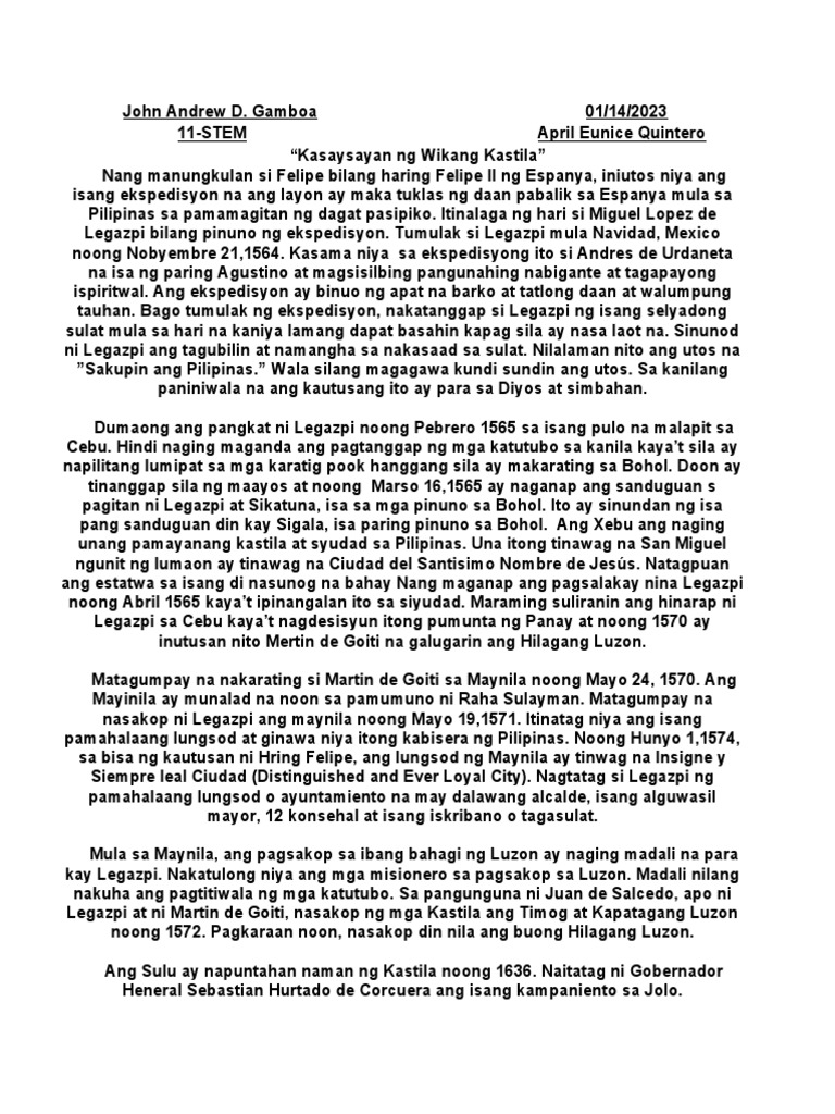 Panahon NG Kastila Sa Pilipinas | PDF