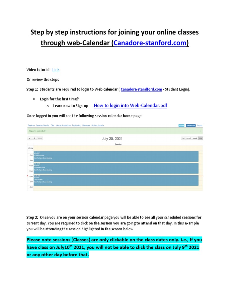 Join Online Classes via Web Calendar | PDF | Login | Computing