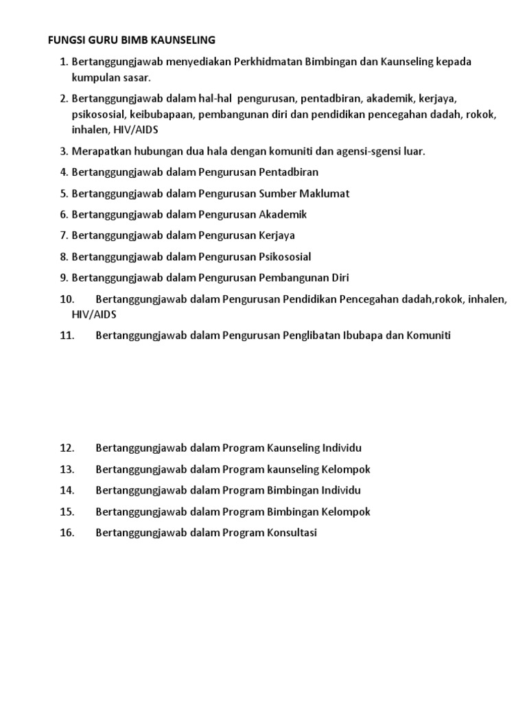 Fungsi Guru Kaunseling | PDF