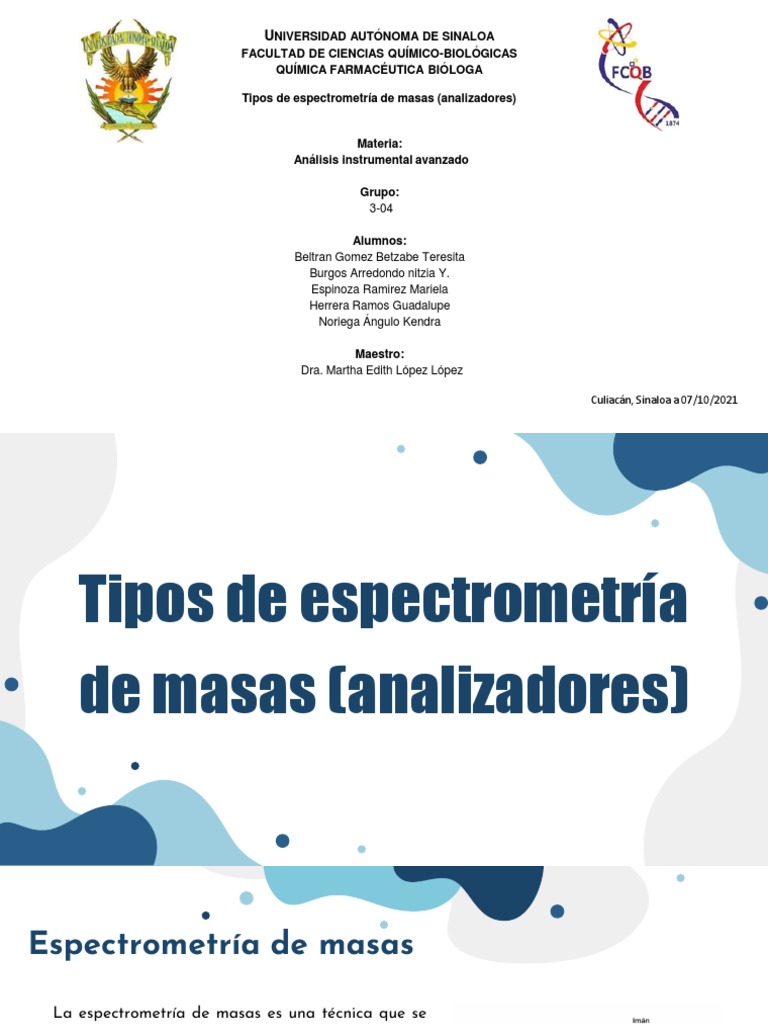 Tipos de Espectrometría de Masas | PDF | Espectrometría de masas ...